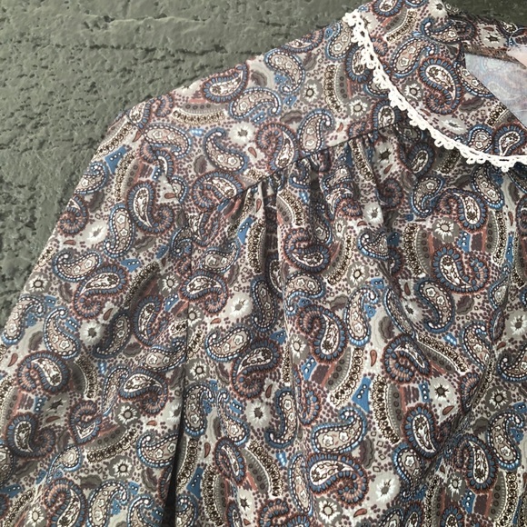 Vintage | Tops | Vintage Damask Buttondown Blouse | Poshmark
